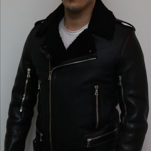 Balmain | Jackets & Coats | Balmain Shearlinglined Leather Moto Jacket ...
